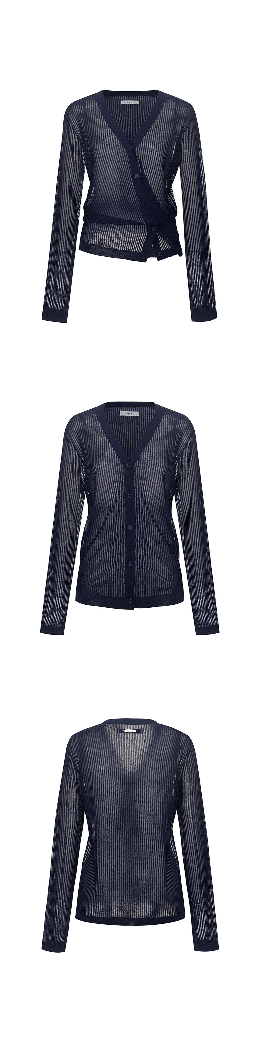 See-through Knit Cardigan in Navy VK4MD272-23 - 레이브