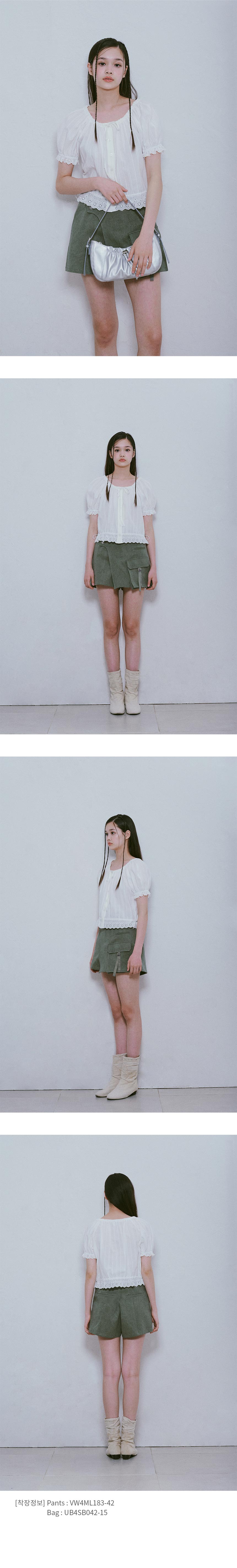 Lace String Blouse in White VW4MB110-01 - 레이브