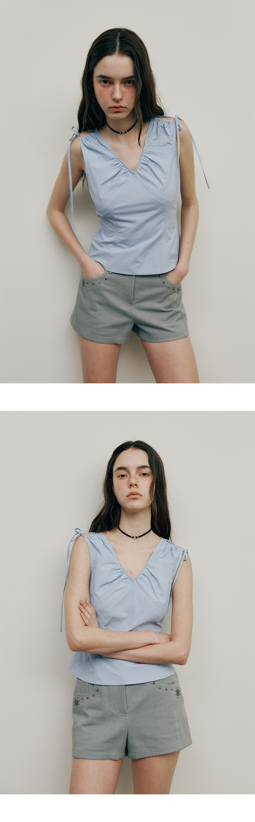 Shoulder Strap Blouse VW5MB144_2color - 레이브